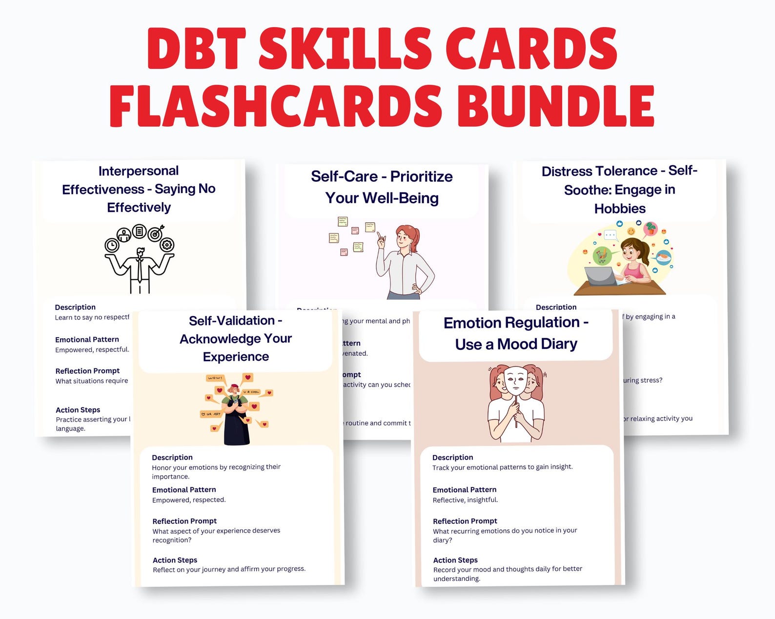85+ DBT Skills Cards, DBT Flashcards, Dialectical Behavior Therapy, DBT ...