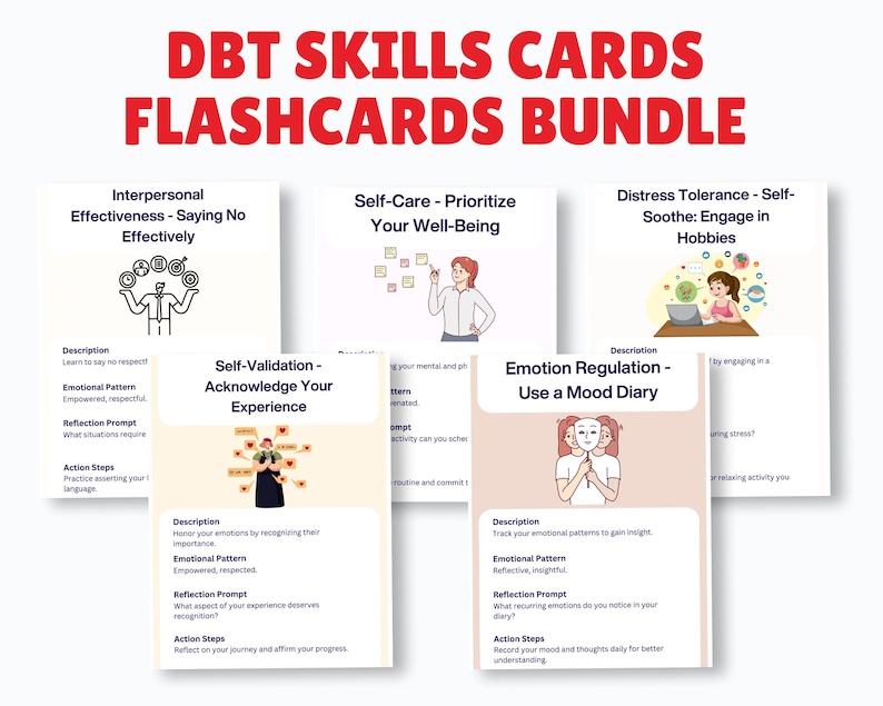 85+ DBT Skills Cards, DBT Flashcards, Dialectical Behavior Therapy, DBT ...