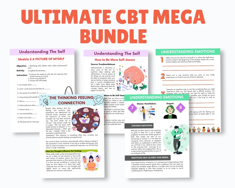 CBT Worksheets Bundle CBT Interventions for Teens and Adults, CBT ...