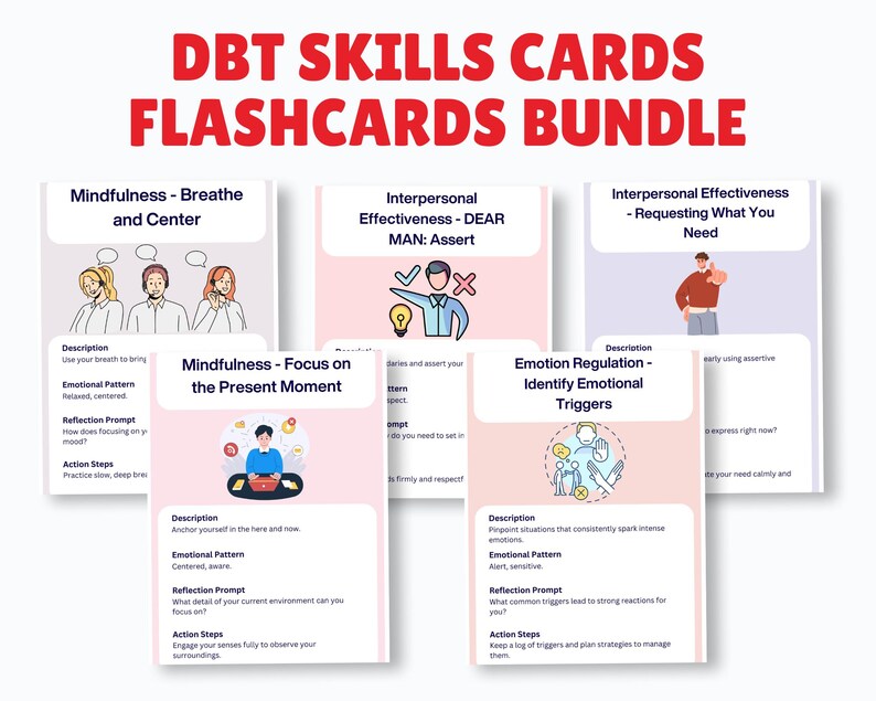 85+ DBT Skills Cards, DBT Flashcards, Dialectical Behavior Therapy, DBT ...