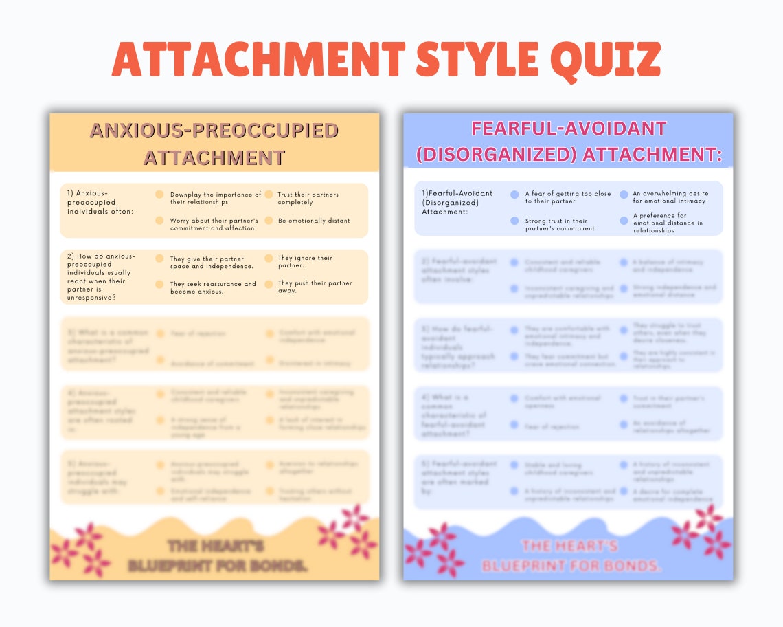 Attachment Styles Quiz, Adult Attachment Styles, Attachment Worksheet, Attachment Theory,therapy ...