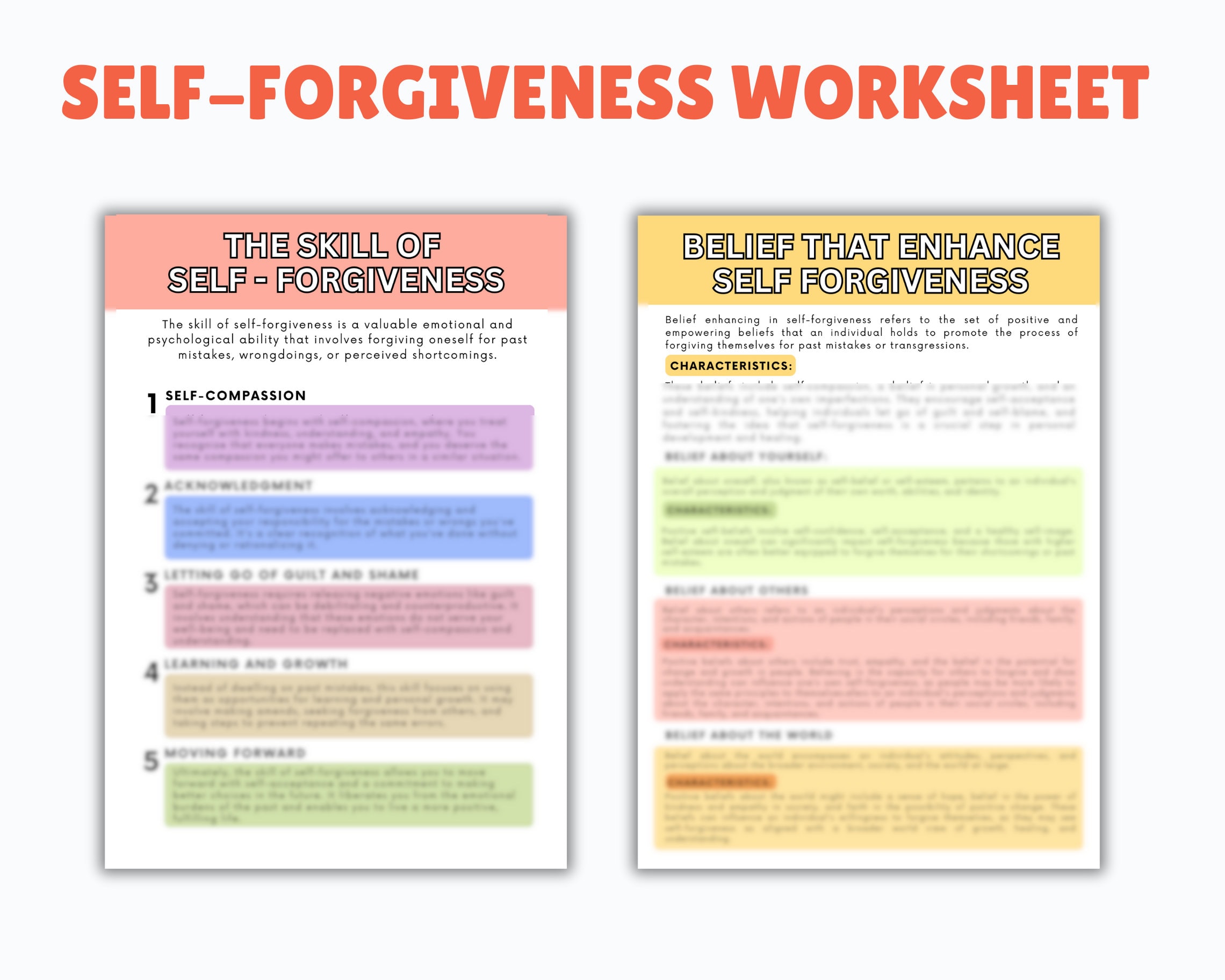 Ultimate Self Forgiveness Worksheet Package, Self Love, Self Growth ...