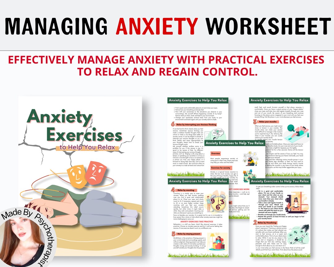 Anxiety Therapy Workbook Printable Worksheets for Panic Worry and ...