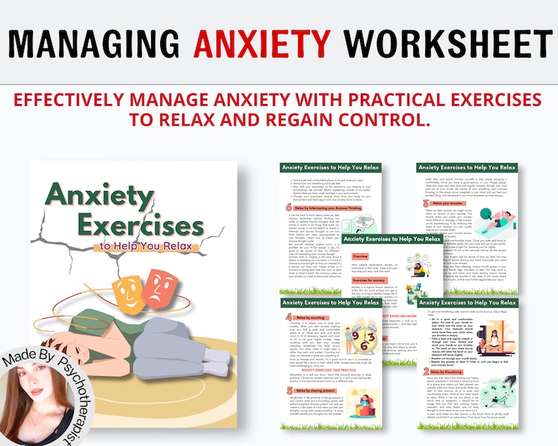 Anxiety Therapy Workbook Printable Worksheets for Panic Worry and ...