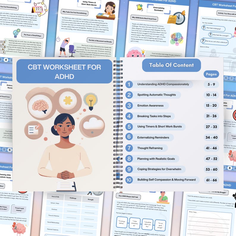 CBT for ADHD Worksheets Mega Bundle, ADHD Workbook Kids, Neurodivergent ...