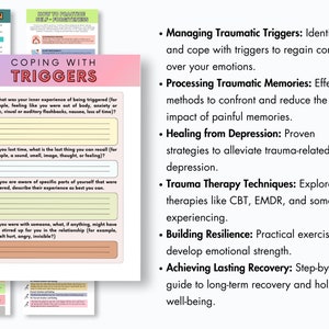 Adult Trauma Therapy Bundle | PTSD Workbook | Trauma Worksheets for ...