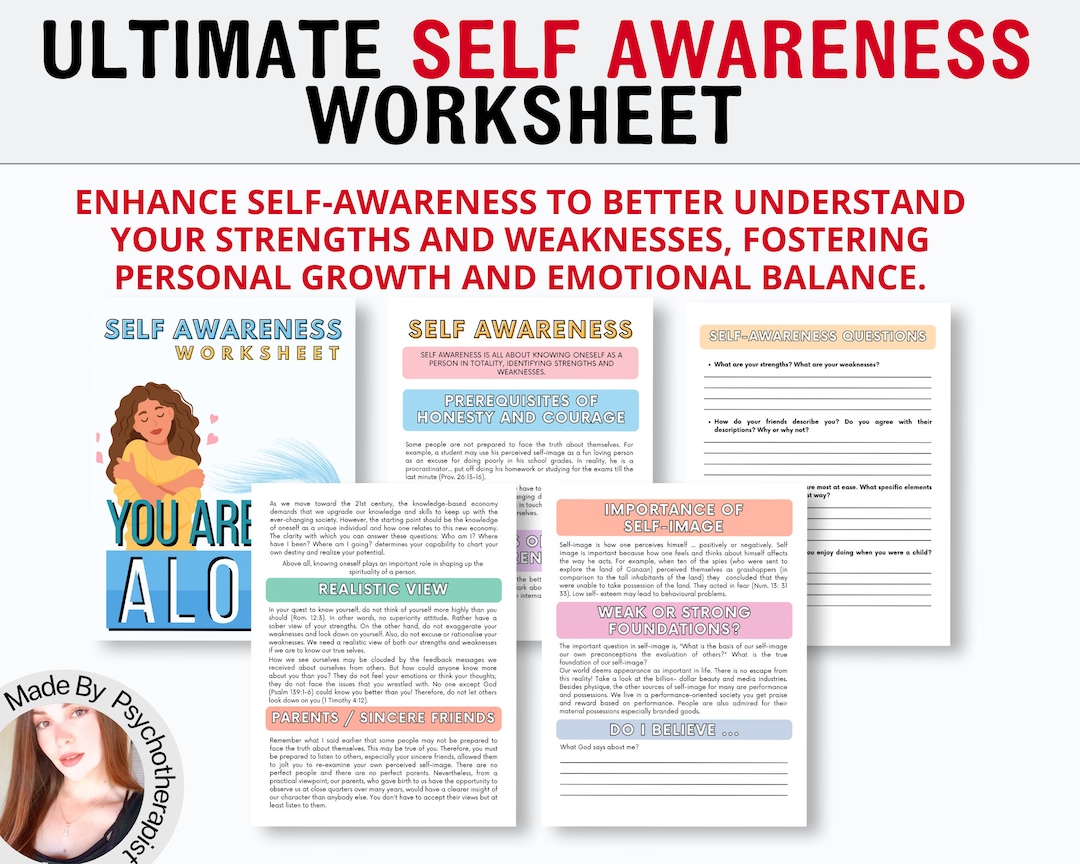 Understanding Self Awareness Workbook, Self Forgiveness Worksheet ...