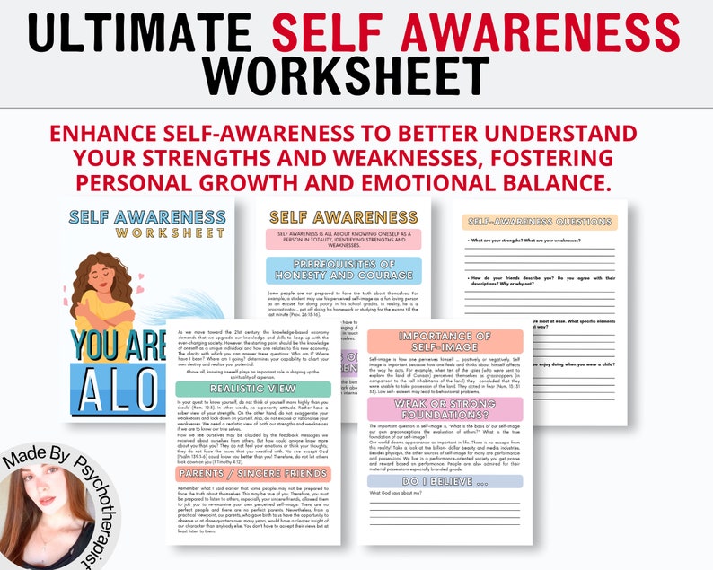 Understanding Self Awareness Workbook, Self Forgiveness Worksheet ...