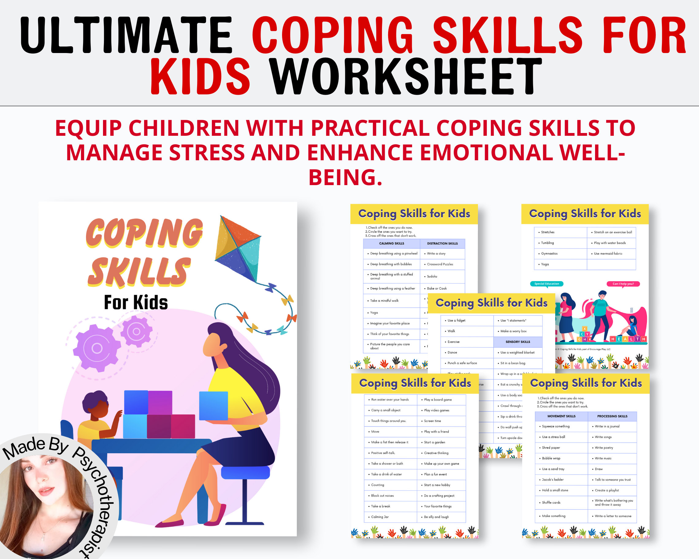 Ultimate Coping Skills Kids Toolbox, Education Handout and Worksheet ...