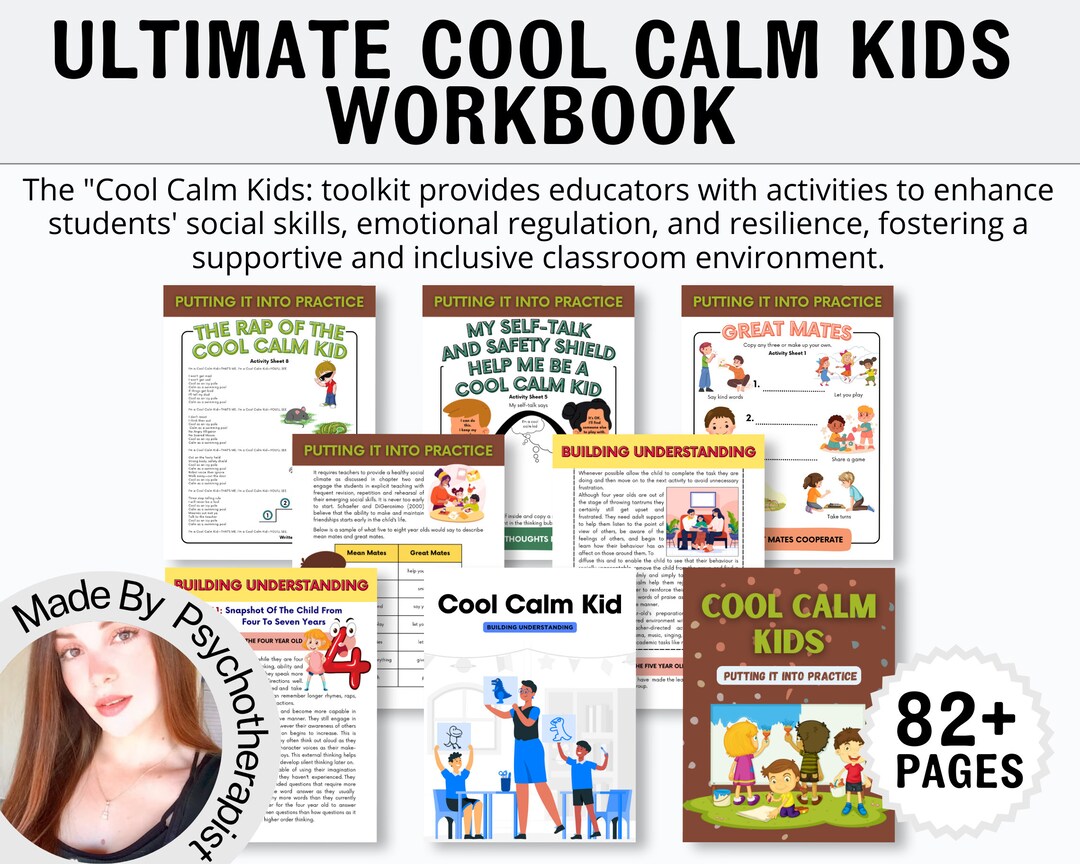 Cool Calm Kids Coping Skills Workbook, Therapy Worksheets, School ...