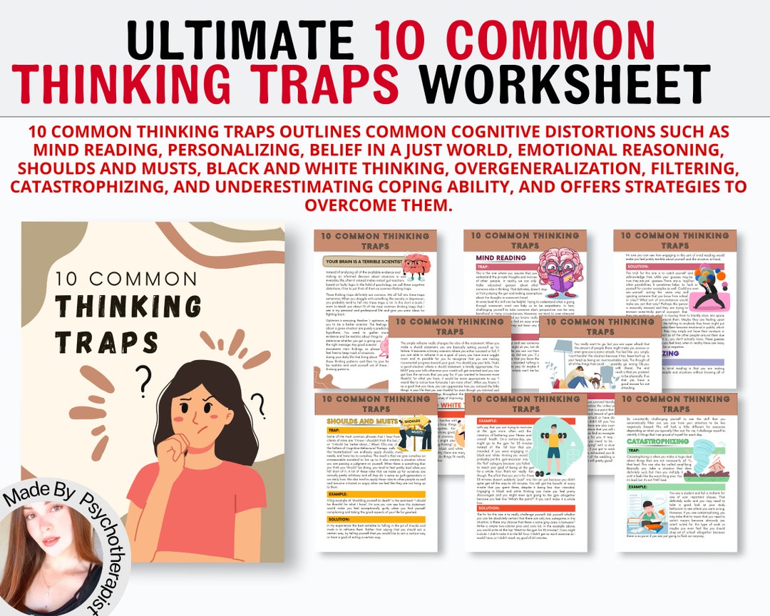 Common Thinking Trap. Worksheet for Analyzing Thoughts and Identifying Cognitive Distortions ...