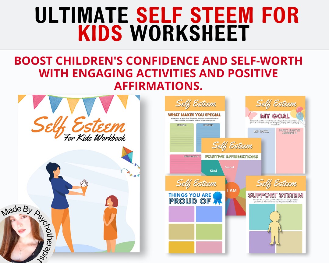 Self Esteem Worksheets for Kids and Teens, Therapy Worksheets, Therapy ...
