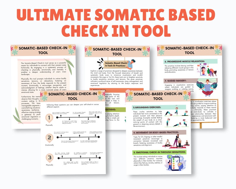 Somatic Based Check in Tools Therapy Worksheets, Felt Senses Somatic ...