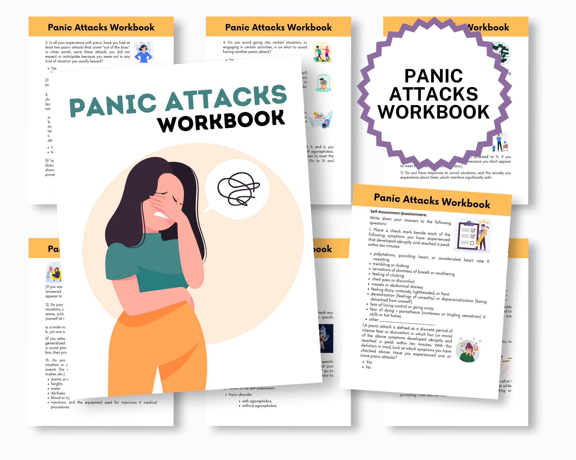 Panic Disorder Education and Worksheet Bundle Anxiety Trackers Supporting Someone Through Panic ...