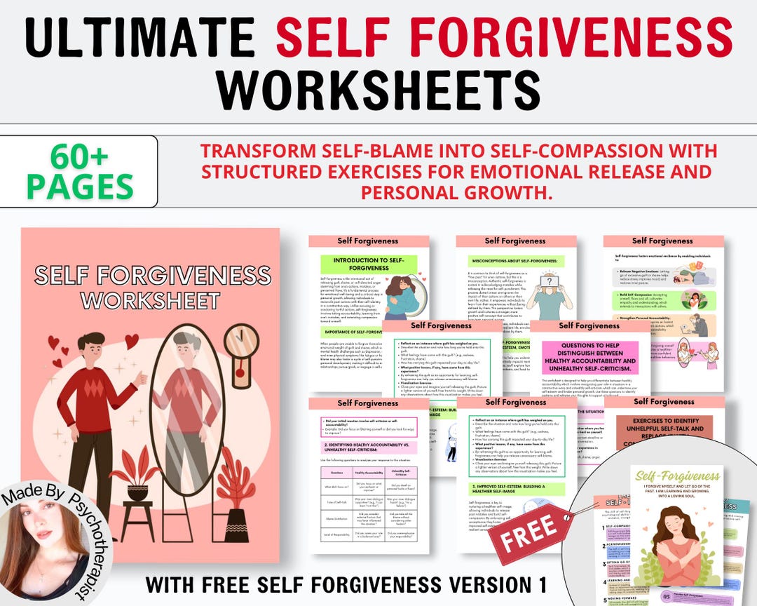 Ultimate Self Forgiveness Worksheet Bundle, Self Love, Self Growth ...
