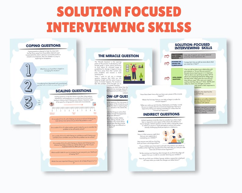 Ultimate Solution Focused Interviewing Questions Bundle, Solution Focused Therapy, Intervention ...