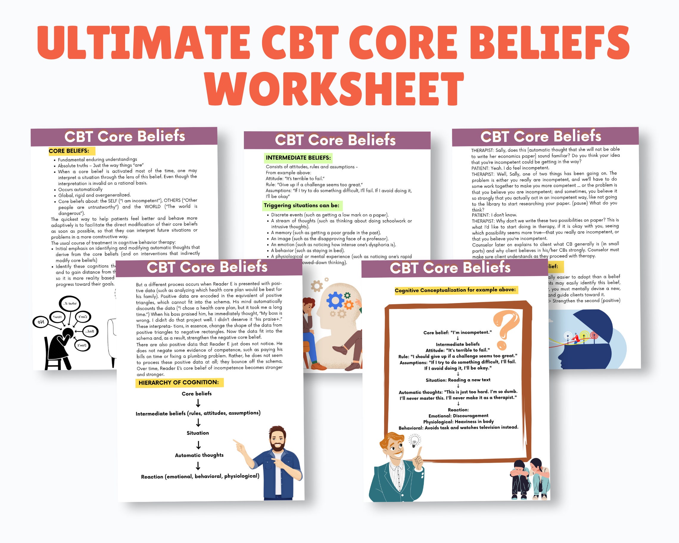 CBT Core Beliefs, Psychoeducation, Thinking Traps, Automatic Thinking ...