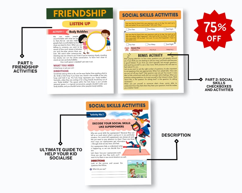 Social Skills, Friendship Kids PRINTABLE Worksheets SEL Assertive ...