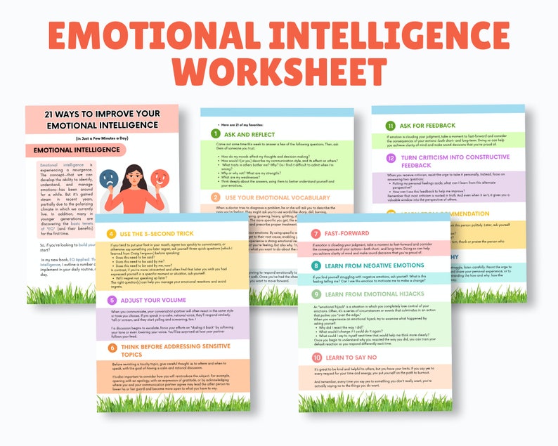 21 Ways of Emotional Intelligence: Mindfulness Worksheet to Enhance ...