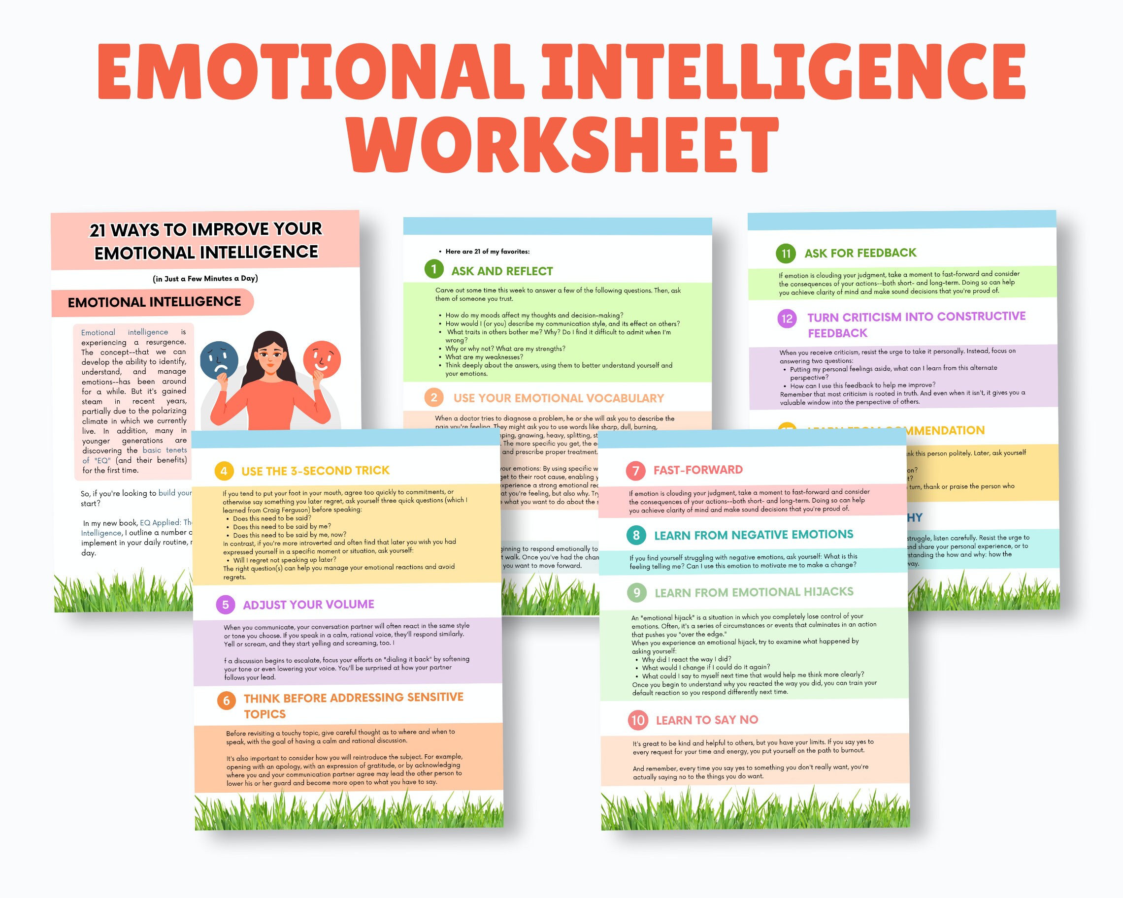 21 Ways of Emotional Intelligence: Mindfulness Worksheet to Enhance ...