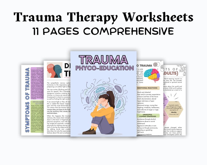 Trauma Therapy Worksheet Bundle, Trauma Worksheets, PTSD Counseling ...