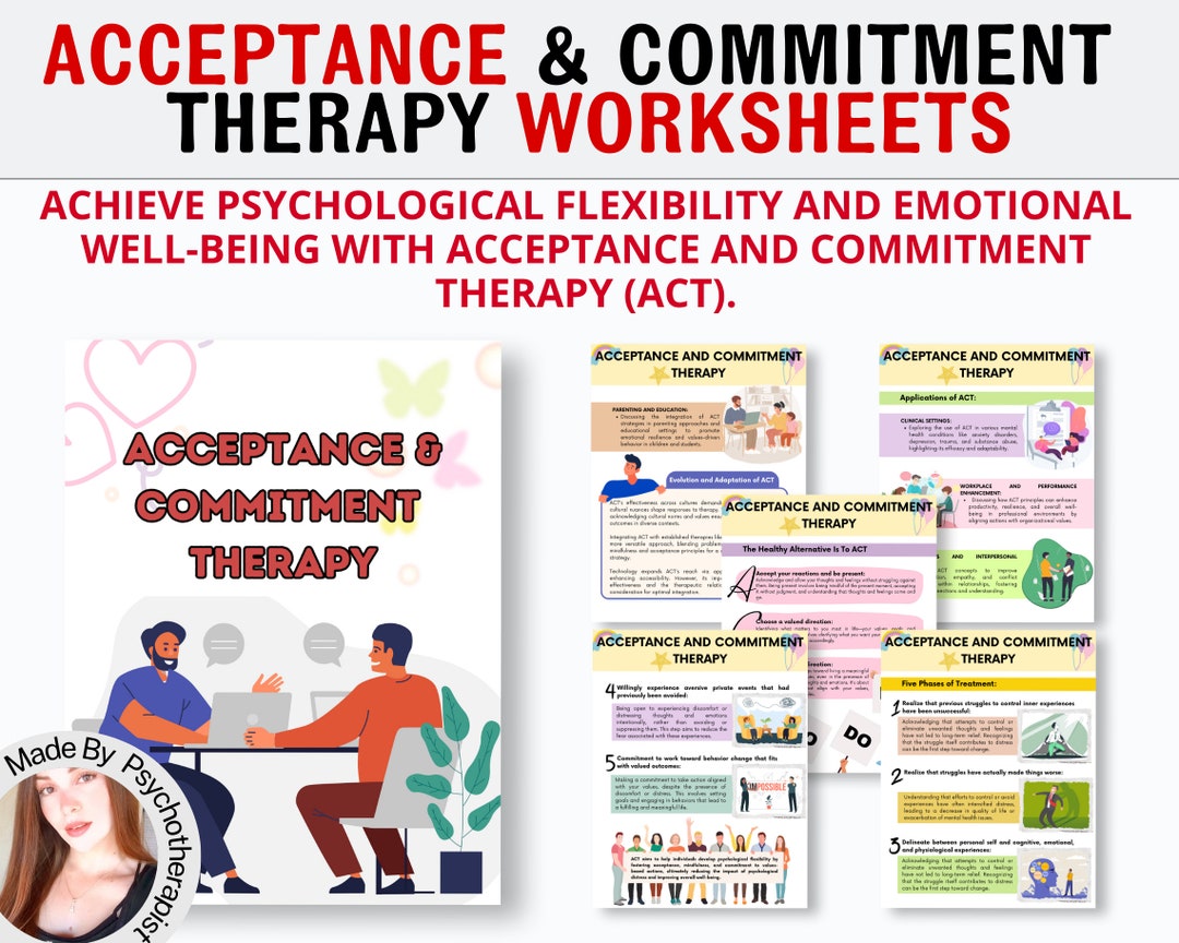 Acceptance and Commitment Therapy Workbook for Adults, Cognitive Defusion, Values Worksheets ...