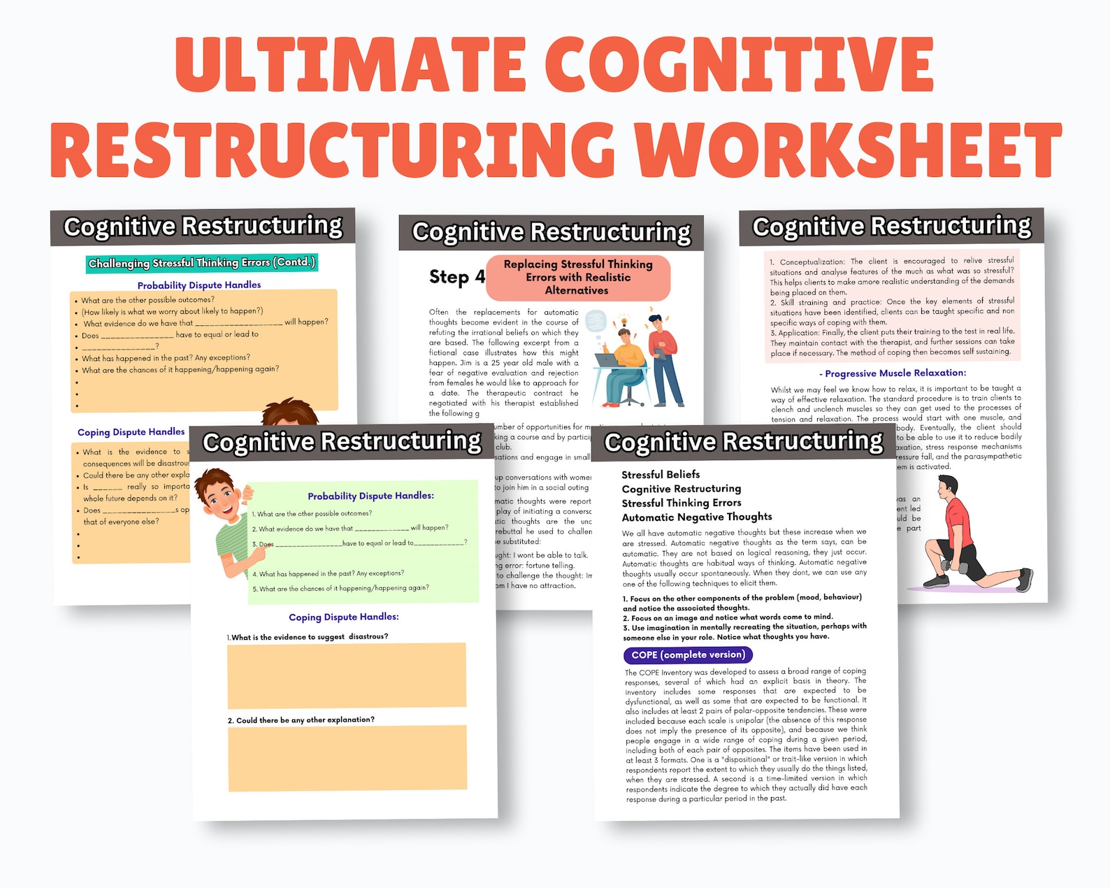 Cognitive Distortion Worksheet, Cognitive Restructuring, Unhelpful ...
