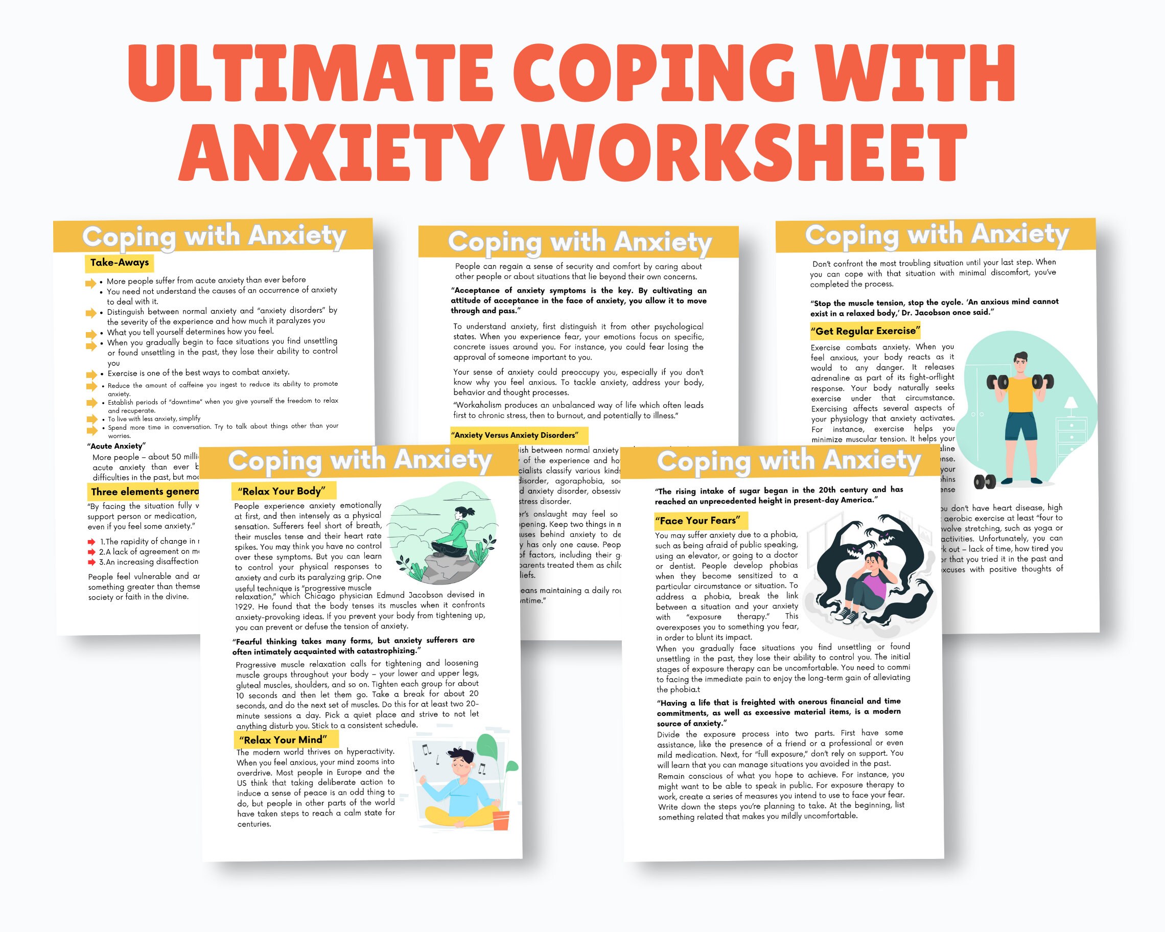 Anxiety Coping Skill Worksheet, Therapy Worksheet, Anxiety Relief ...