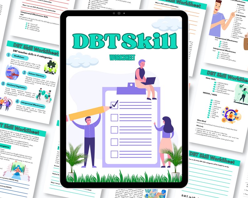 DBT Bundle Coping Skills Printable Poster Handout Cheat Sheet ...