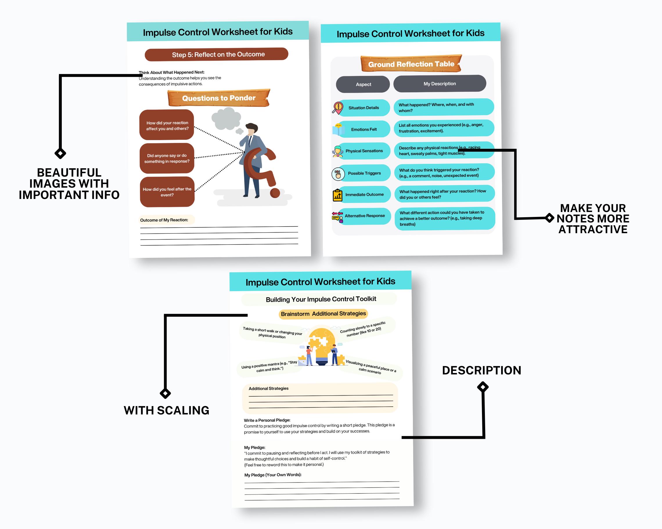 Impulse Control Worksheets for Kids and Teens: Emotional Regulation ...