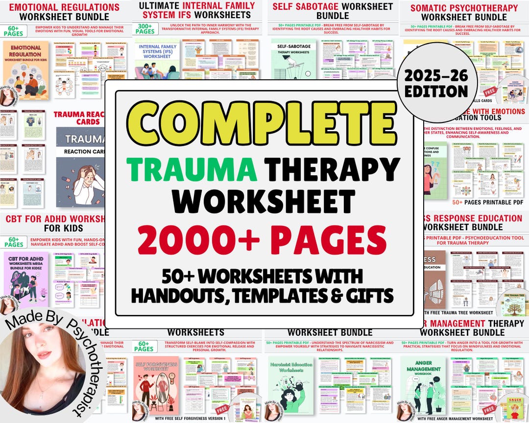Trauma Therapy Bundle, Trauma Worksheets, PTSD Worksheet BPD Coping ...