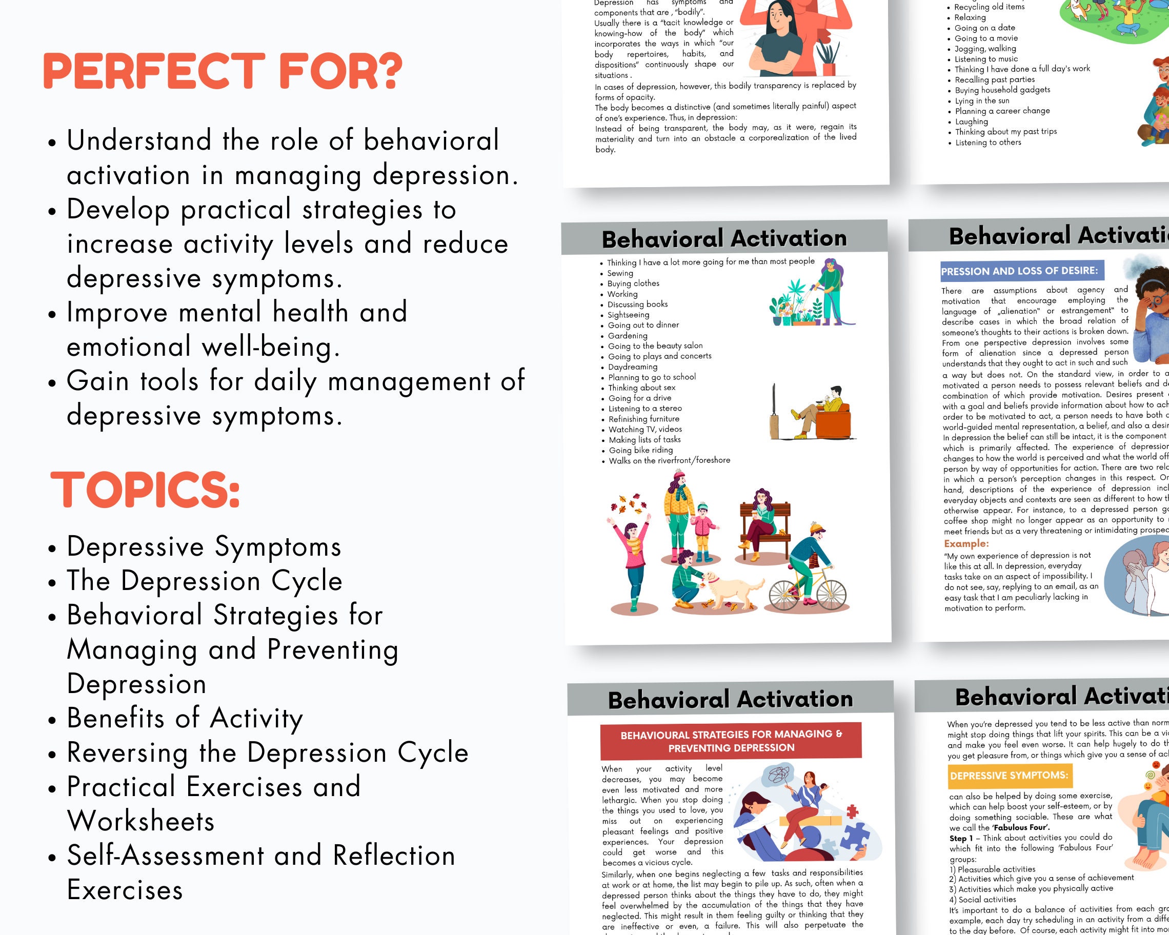 Behavioral Activation Workbook CBT Activities for Mental Health Therapy ...