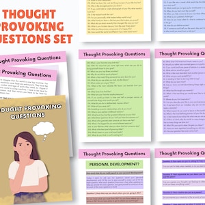 Thought Provoking Questions Set, Therapy Interventions Therapy Cheat ...