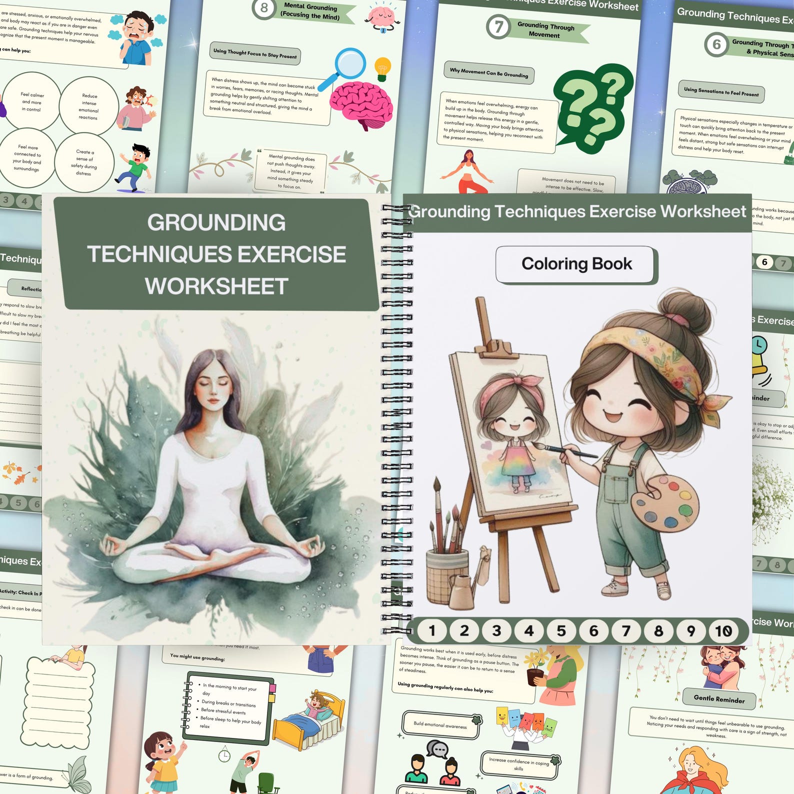 Grounding Technique Exercise Worksheet, Therapy Workbook, Therapy ...