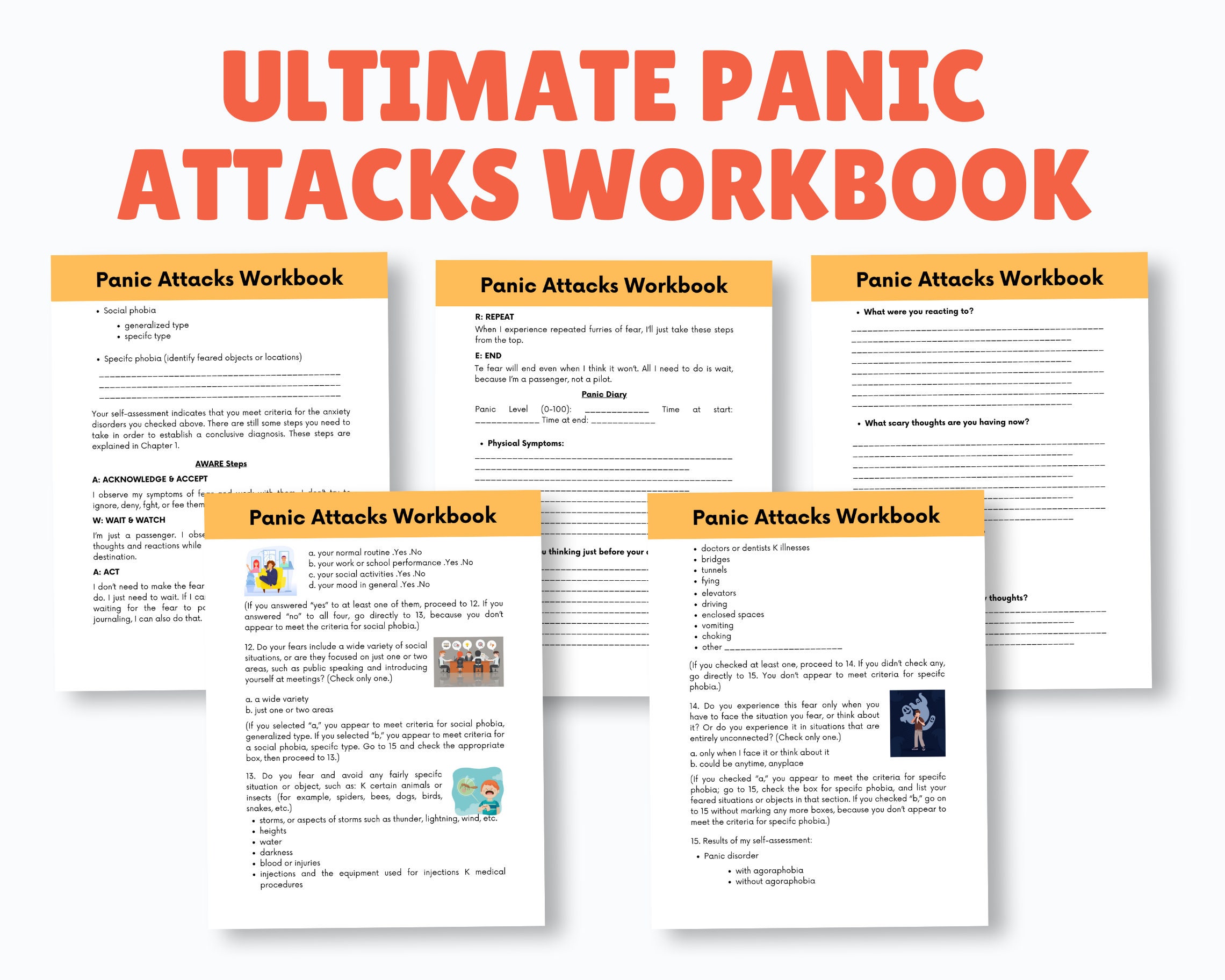 Panic Disorder Education and Worksheet Bundle Anxiety Trackers ...