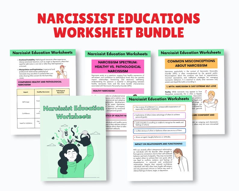 Narcissist Education Worksheets for Understanding Narcissism and ...