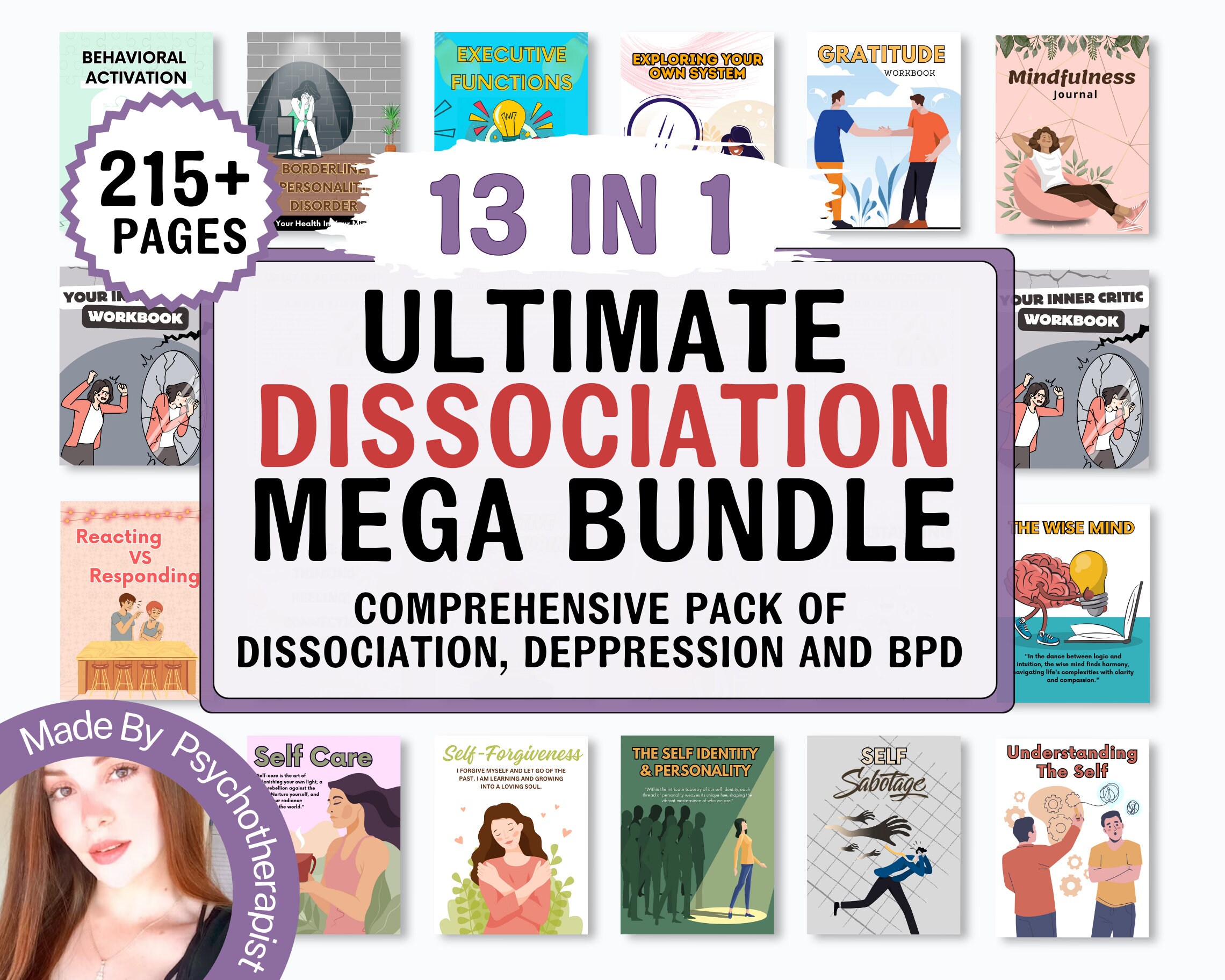 Dissociation Worksheets Workbook Bundle Dissociation Therapy Journal ...