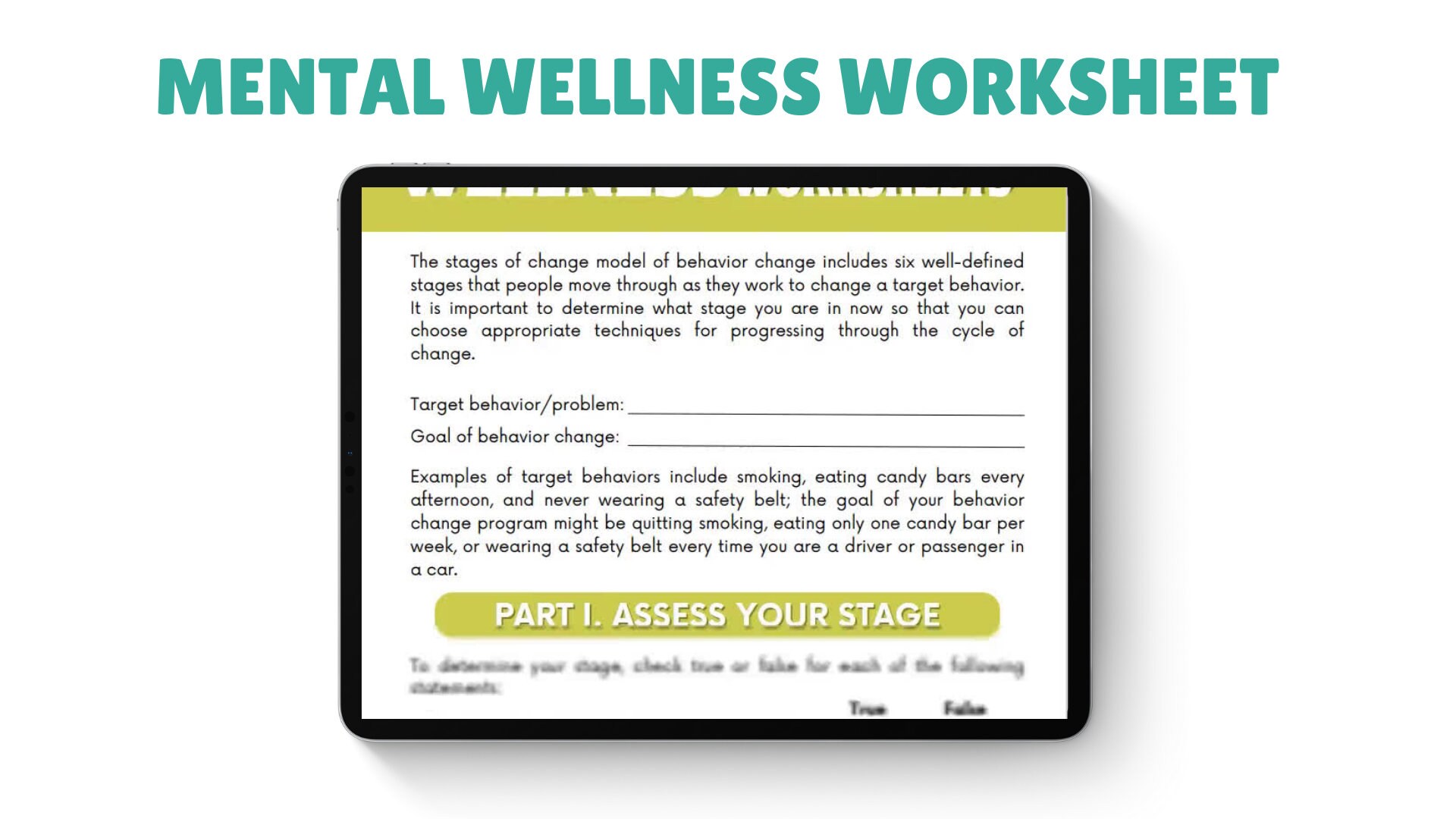 Wellness Worksheets, Wellness Workbook, Mental Health Worksheet ...