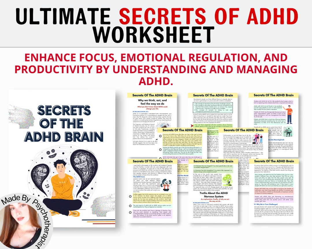 Secrets of ADHD Brain Worksheet, ADHD Workbook Kids, Neurodivergent ...