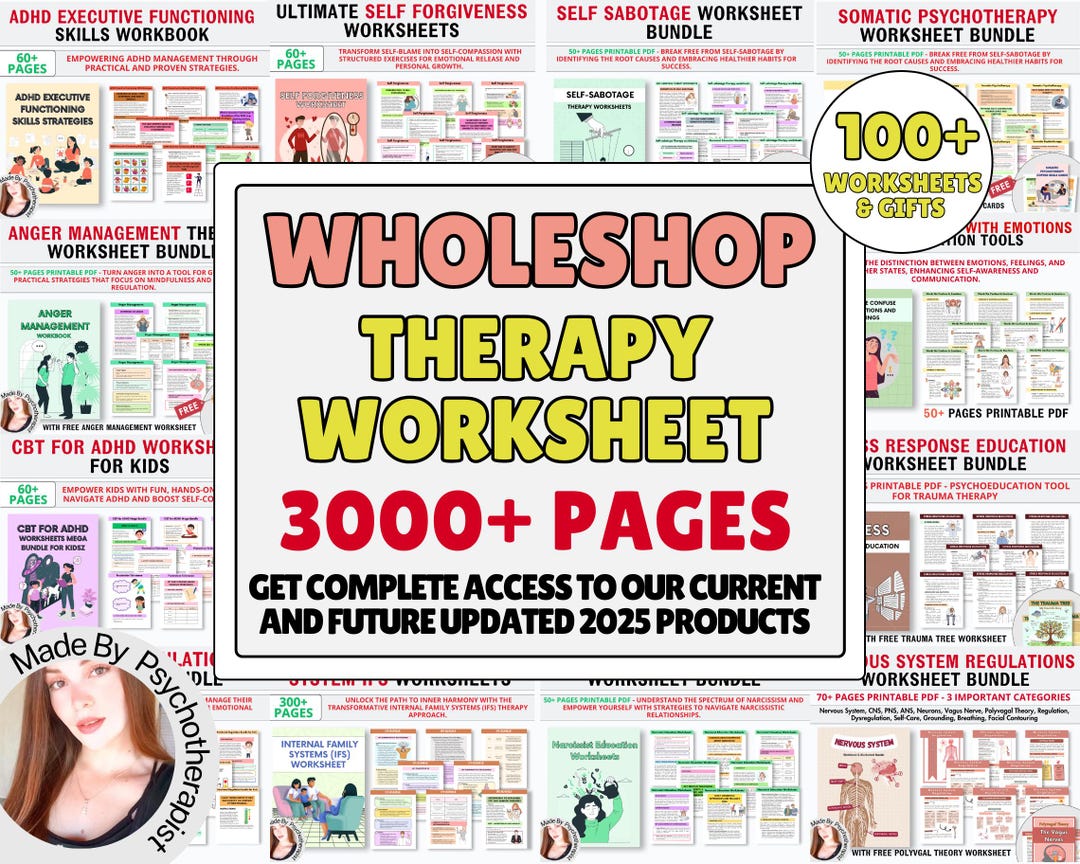 WHOLESHOP Therapy Worksheet Mega Bundle, Psychology Resources, Inner ...