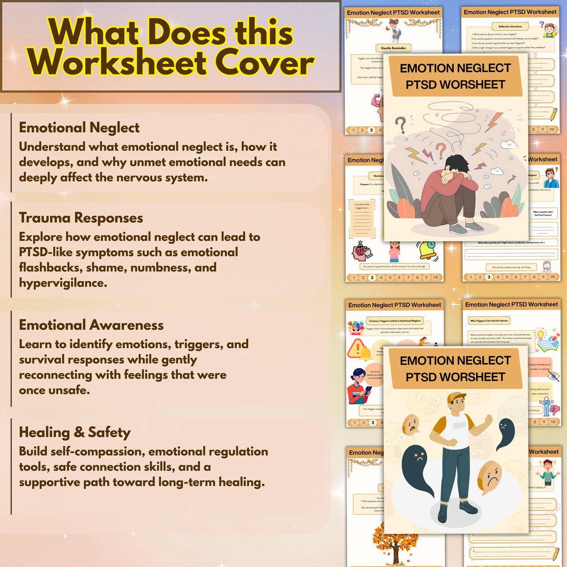 Emotional Neglect and Complex PTSD Worksheets, PTSD Workbook, Trauma ...