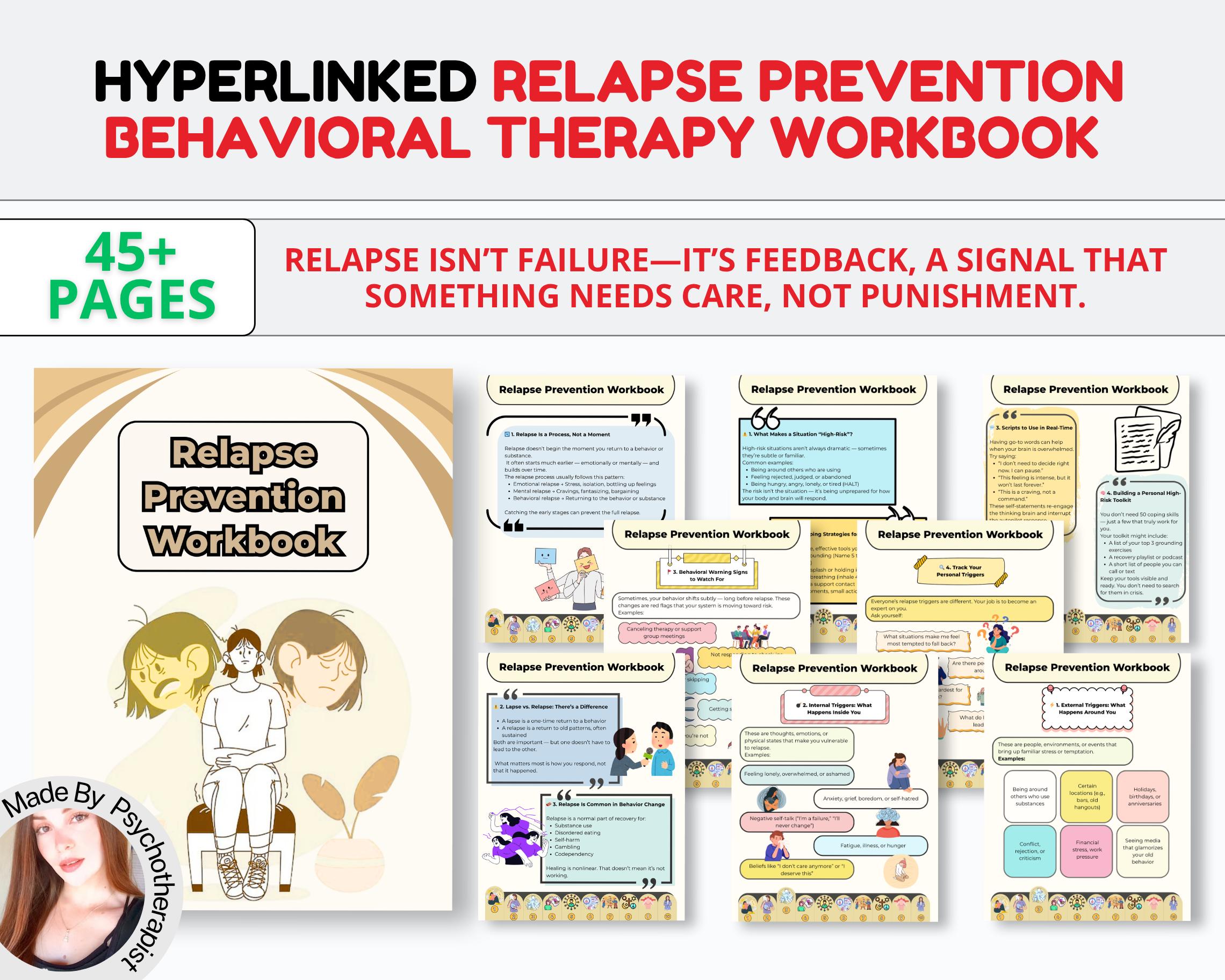 Relapse Prevention Behavioral Therapy Workbook, Addiction Recovery ...
