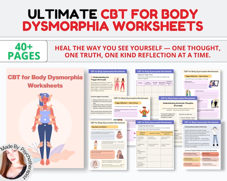 Body Dysmorphia Workbook, Body Dysmorphia Worksheets Therapy, Body ...