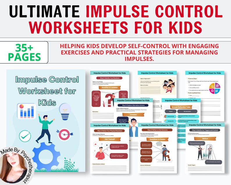 Impulse Control Worksheets for Kids and Teens: Emotional Regulation ...