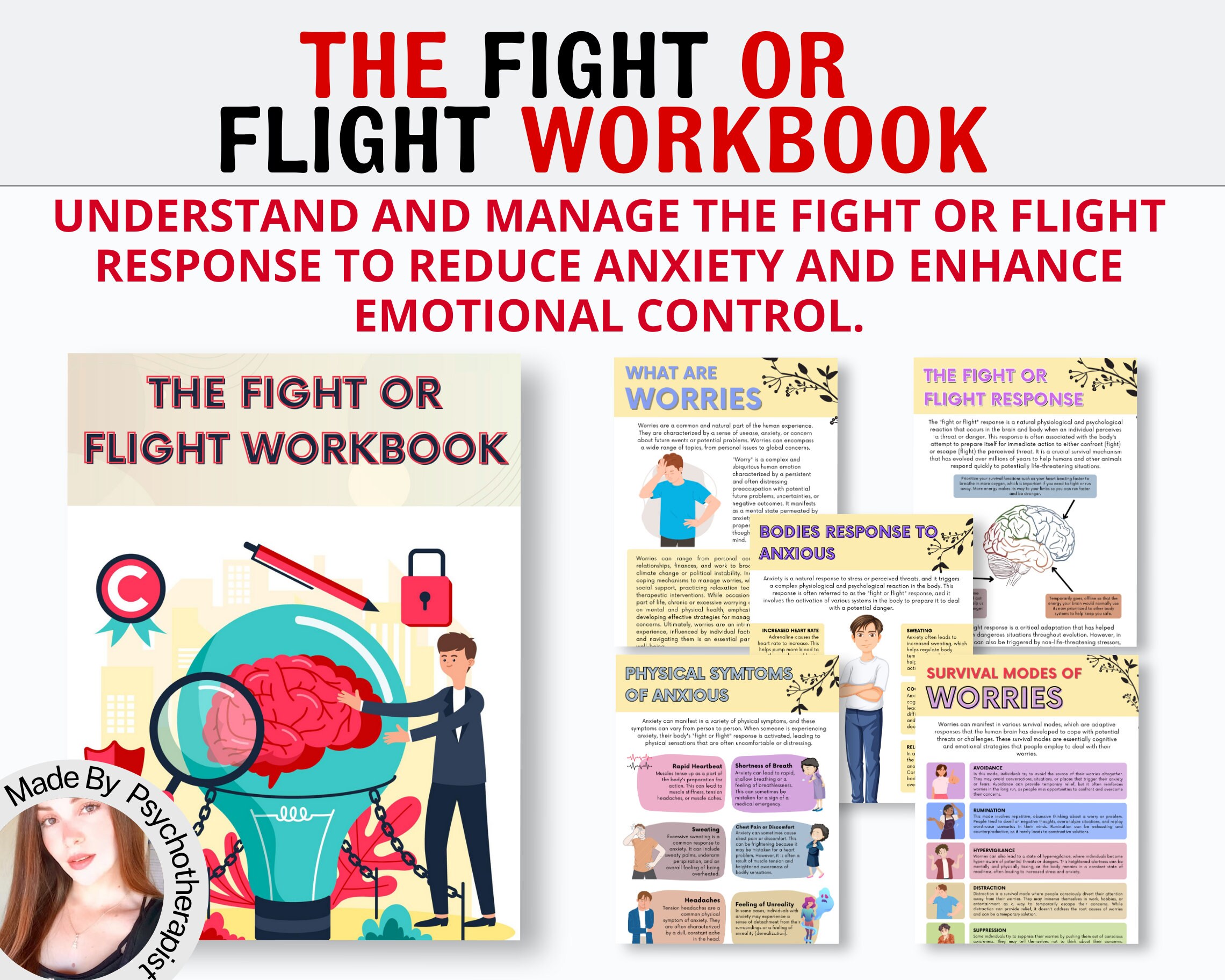 Signs of Fight Flight Freeze and Fawn Response Worksheets for the ...