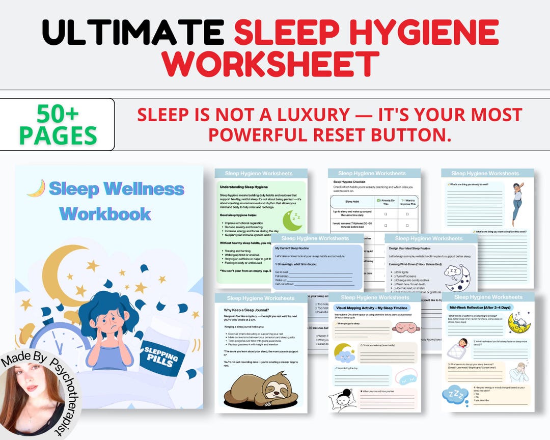 Sleep Hygiene Worksheets, Sleep Journal, Sleep Habits, Sleep Cycle ...
