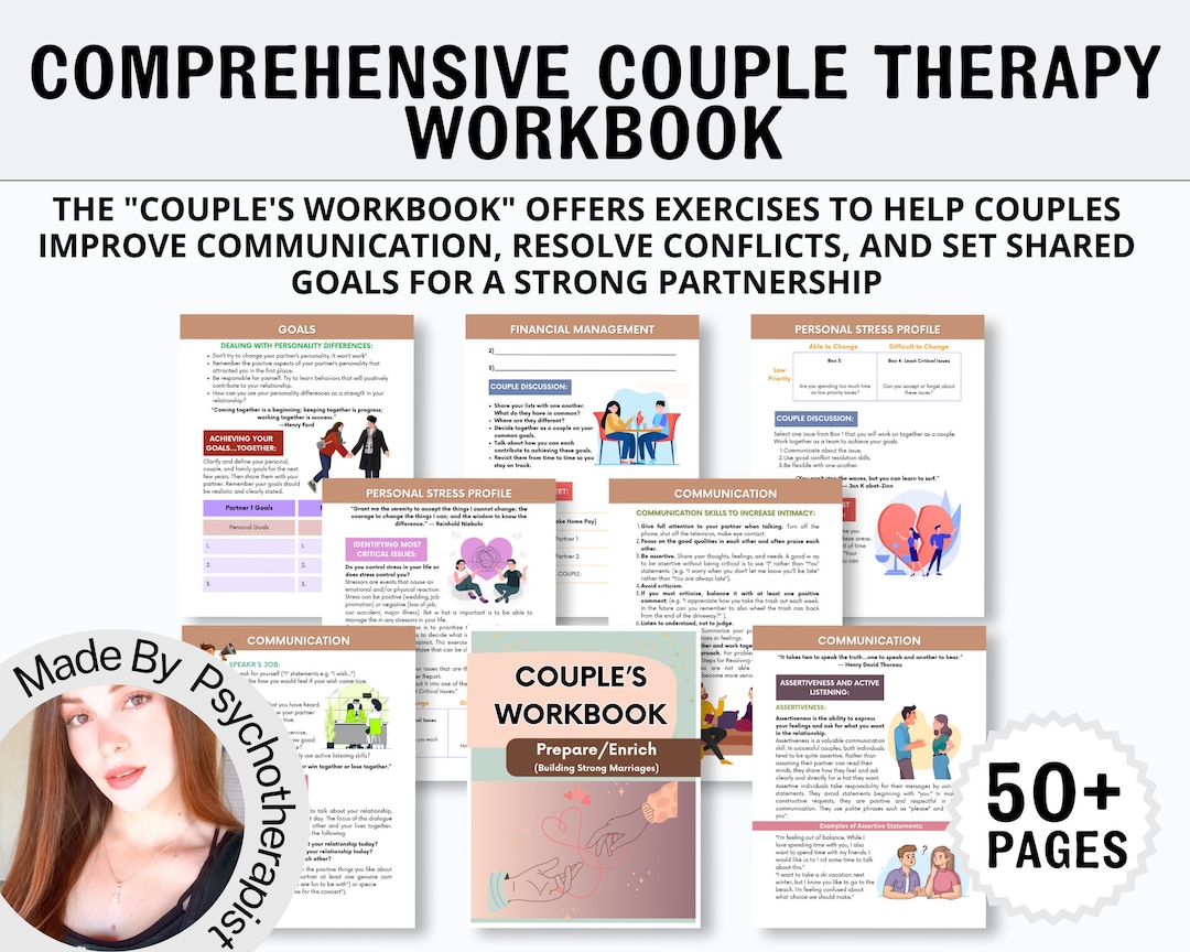 Couples Workbook Worksheets Marriage Counseling Therapy Tools Handouts ...