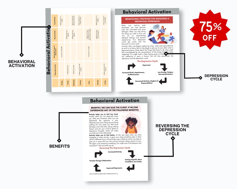 Behavioral Activation Workbook CBT Activities for Mental Health Therapy ...