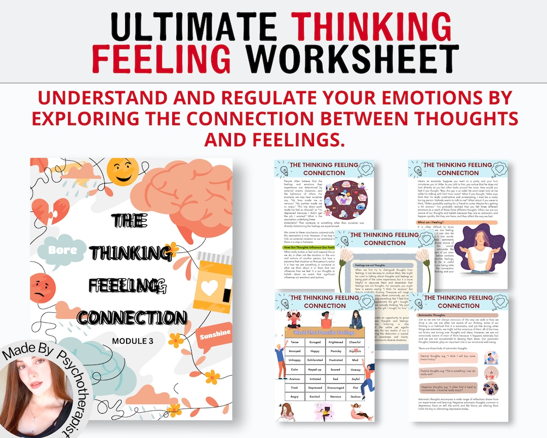 Understanding the Thinking Feeling Connections, Therapy Worksheets ...