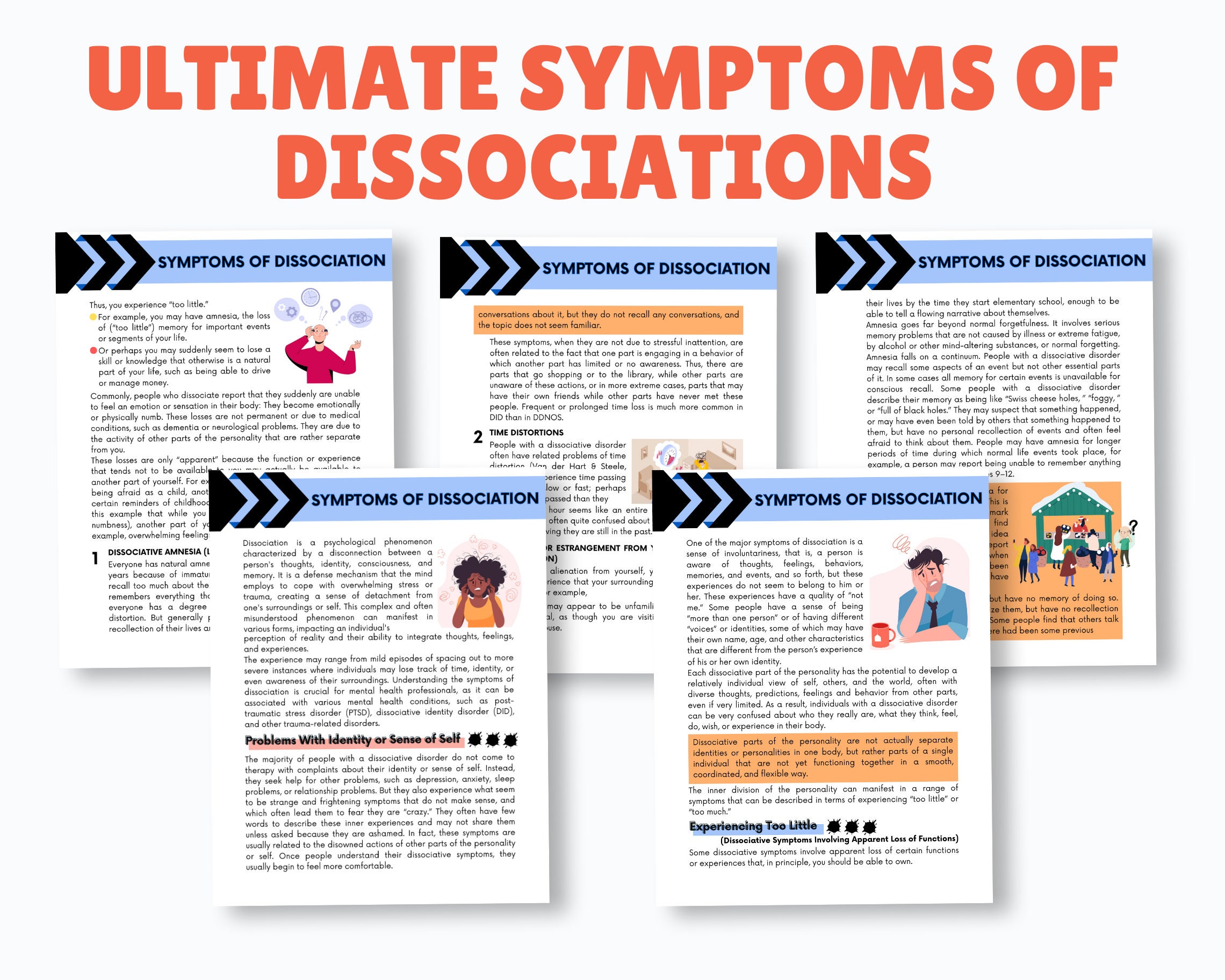 Symptoms of Dissociation, Dissociation Worksheets Workbook Dissociation ...